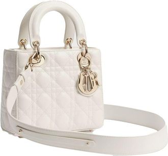 Dior Womens White Lamb Leather Handbag Bag