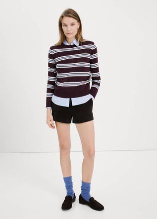 Mango Gestreifter Feinstrickpullover granatrot - Damen - XS - MANGO