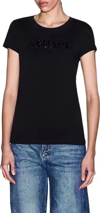 A|X Armani Exchange Femme, Tops, Noir, Taille: 44 FR T-shirt Coupe Slim