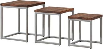 Massivmoebel24 Beistelltisch 3er-Set Sheesham braun ge&ouml;lt lounge collection 02