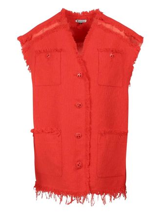 Krizia haut &agrave; franges et ceinture - Rouge