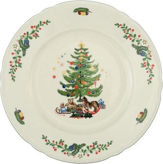 SELTMANN WEIDEN Seltmann 001.291208 Traditional Porzellan Speiseteller, Rund mit Relief, Marieluise Elfenbein Weihnachten 43607 Dekor, Gr&uuml;n, 27cm Durchmesser