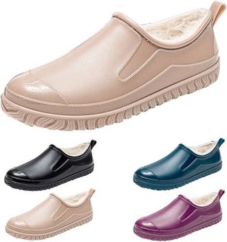 Generic Wellington Bottes de pluie &agrave; enfiler pour femme avec bottes en caoutchouc doubl&eacute;es en peluche - Chaudes et confortables - Imperm&eacute;ables, antid&eacute;rapantes