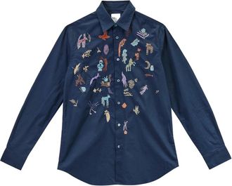 Paul Smith Homme, Chemises, Bleu, Taille: S Camicia Ricamo Animaletti