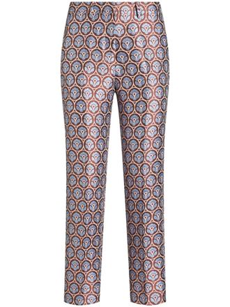 Etro pantalon fusel&eacute; &agrave; fleurs en jacquard - Bleu