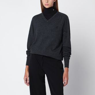 Gucci Dunkelgrauer Kaschmirpullover mit V-Ausschnitt