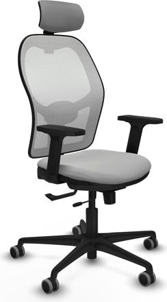 Piqueras y Crespo Ergonomischer B&uuml;rostuhl mit 2D-Armlehnen und Kopfteil, h&ouml;henverstellbar und neigbar. Ausgestattet mit Syncro/Traslack und injiziertem Schaum. Wei&szlig;/Hel