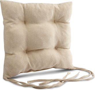 MG Design Stuhlkissen 40x40 cm beige - Stuhlkissen mit Bändern, Steppkissen, Bodenkissen - Sitzkissen für Gartenstuhl, für Indoor und Outdoor, Outdoor Stuhlaufl