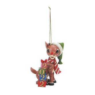 Enesco Jim Shore Rudolph 2022 H&auml;ngender Schmuck, Polyresin, Calciumcarbonat, Weihnachten