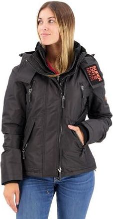 Superdry Mountain Windcheater Veste pour femme, Noir/corail, 36