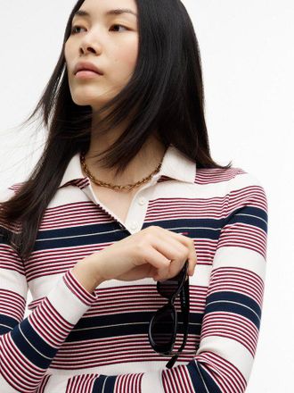 Tommy Jeans Langarm-Poloshirt TJW SLIM RIB LS POLO EXT Baumwollmischung, slim fit, figurbetont, in gerippter Struktur