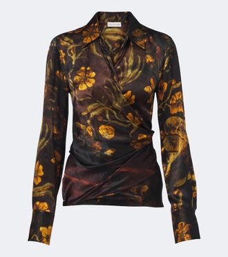 Dries Van Noten Wickeltop aus Seidensatin