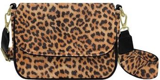 Hugs Idea Sac à main à bandoulière en cuir pour femme avec poches zippées, imprimé léopard, Taille unique