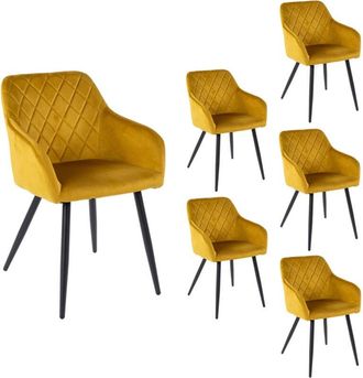 M&S Collection M&s - Lot de 6 chaises 59x56x82 cm en velours moutarde - velvet