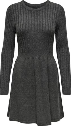 Only Damen Onlfia Ls Cable Dress KNT Kleid, Dark Grey Melange, X-Small