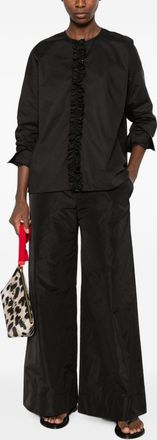 Susanne Bommer Ruffled Cotton Blouse - Black