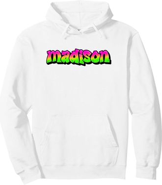 BDAZ Madison Graffiti Personalisierter Name Gr&uuml;n Rosa Frauen M&auml;dchen Pullover Hoodie