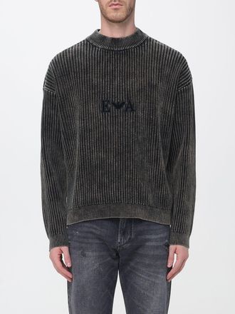 Emporio Armani Pull &agrave; col rond en m&eacute;lange de coton avec logo ton sur ton