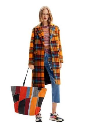 Desigual Woman Woven Overcoat Survêtement tissé pour Femme, Orange, Taille