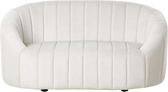 Beliani 2-Sitzer Sofa Wei&szlig; Samt mit Niedriger R&uuml;ckenlehne Gesteppt Oval Muschel Form Retro Design Wohnzimmer Schlafzimmer Ausstattung Couch Polstersofa