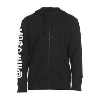 Moschino Homme, Sweatshirts et sweats &agrave; capuche, Noir, Taille: M SweaT-shirt en Coton &agrave; Fermeture &Eacute;clair et Logo Brod&eacute;