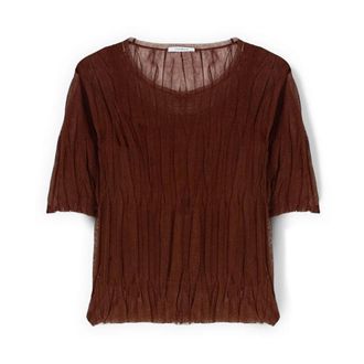 Motivi Cropped Strickpullover mit Knittereffekt - - Blouses & Shirts - Damen - Braun - XS
