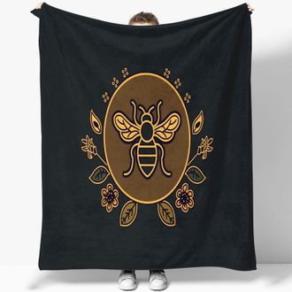 Generic Flanell Decke 150 x 200 cm Kuscheldecke, für Kinder Erwachsene Mädchen Warme Einfache Kunst Linie Biene Bedruckte, Schwarz Muster Couch Decke Langlebi