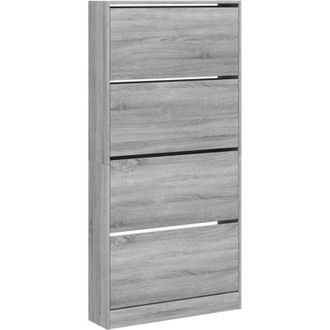 vidaXL Schuhschrank mit 4 Klappen Grau Sonoma 80x21x163,5 cm Vidaxl