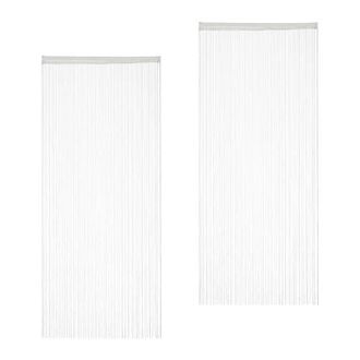 Relaxdays Rideau de Fil, Lot de 2, Peut être Raccourci, Passage pour Tringle, 90 x 245 cm, Diff. Tailles, Blanc
