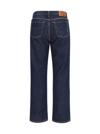 Fendi Mens Straight-Leg Jeans Blu Cotton