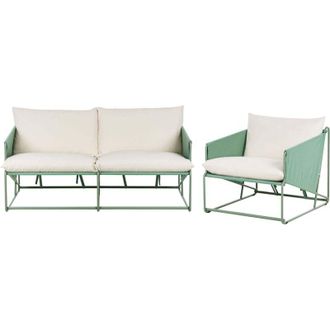 Beliani Gartensofa Set 3-Sitzer PONTE Metall Gr&uuml;n