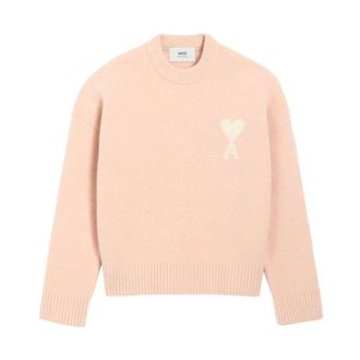 Ami Rosa Alpakawolle Rundhalsausschnitt Pullover - - Knitwear - Herren - Rosa - XS
