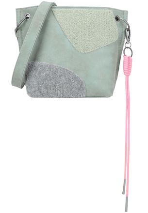 Fritzi Aus Preu&szlig;en Fritzi03 Limited Happy Flocked Vintage Soft Salbei Umh&auml;ngetasche Kunstleder Damen Crossbody Handtasche Festival City vegan Flock-Smile 22,5 x 20,5 x 8