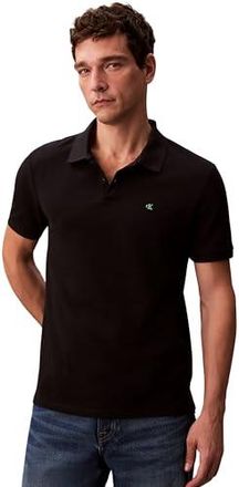 Calvin Klein Polo Manches Courtes Homme Monogram Pique en Coton, Noir (Black), M