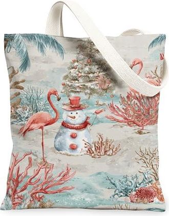 Generic Sacs fourre-tout en toile motif oiseaux tropicaux dhiver, sacs d&eacute;picerie r&eacute;utilisables, vintage, l&eacute;gers, lavables, P&ecirc;che, 13x15 Inch