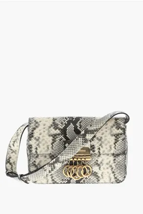 Dsquared2 Python-Effect Leather Shoulder Bag With Gold-Tone Metal Deta size One