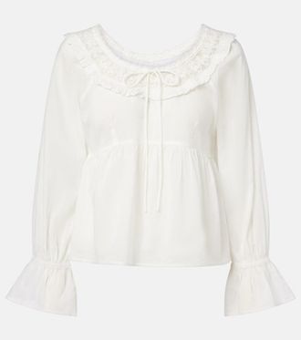 Poss&eacute; Bluse Danielle aus Baumwolle mit Spitze