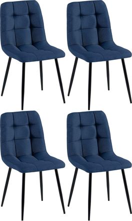 Clp 4er Set Esszimmerstühle Antibes I Küchenstühle gepolstert mit gesteppten Stoffbezügen I Polsterstühl bis 150 kg belastbar, Farbe:blau