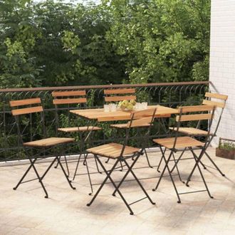 vidaXL Vidaxl - Chaises de bistrot pliantes 6 pcs Bois de teck solide et acier