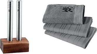 WMF Salz- und Pfefferstreuer Set 3-teilig, Salzsteuer klein, Pfefferstreuer & Küchenhandtuch-Set 3-teilig, Baumwolle Küchentücher, 2 Geschirrtücher, Handt