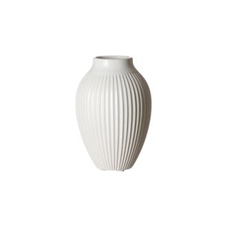 Ritzenhoff & Breker Alsta Vase, 15 cm, Tischvasen mit Rillendesign, Seidenmattes Oberfl&auml;chen-Finish, Klassisch & Modern, Steingut, Wei&szlig;