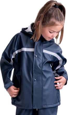 BMS Buddeljacke, Regenjacke für Kinder mit abnehmbarer Kapuze in marine Größe 122