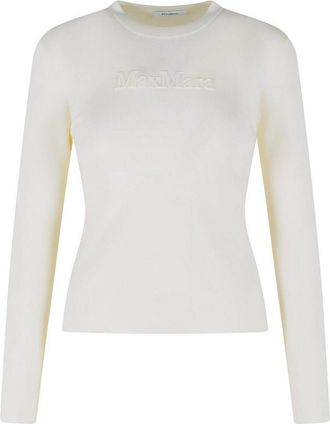 Max Mara Rundhalspullover - Wei&szlig;