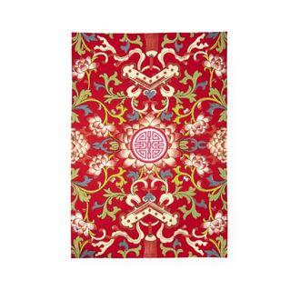 Excelsa La Via della Seta Dekoratives Geschirrtuch, 50 x 70 cm, 100 % Baumwolle, Rot mit orientalischen Motiven