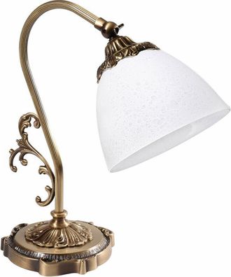 Licht-Erlebnisse Lampe de table E14 30 cm Blanc Bronze Verre Laiton v&eacute;ritable Art Nouveau