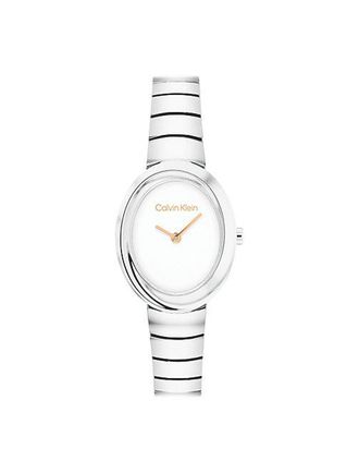 Calvin Klein Montre-bracelet avec lunette torsad&eacute;e ovale