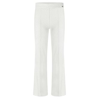 Cambio Wei&szlig;e Gemusterte Hose mit Elastischem Bund - - Trousers - Damen - Wei&szlig; - S