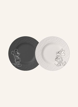 Villeroy & Boch Fr&uuml;hst&uuml;cks-/Dessertteller, 2-Teilig Manufacture Rock - Mickey Mouse schwarz