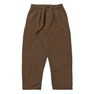 Universal Works Pantalon large en lin khaki slub - Homme - Pantalons - Brun - Taille: W28
