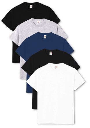 Fruit Of The Loom Herren T-Shirt, schwere Stoffqualit&auml;t, 5er-Pack, Black/Grey/Navy/Black/White, S